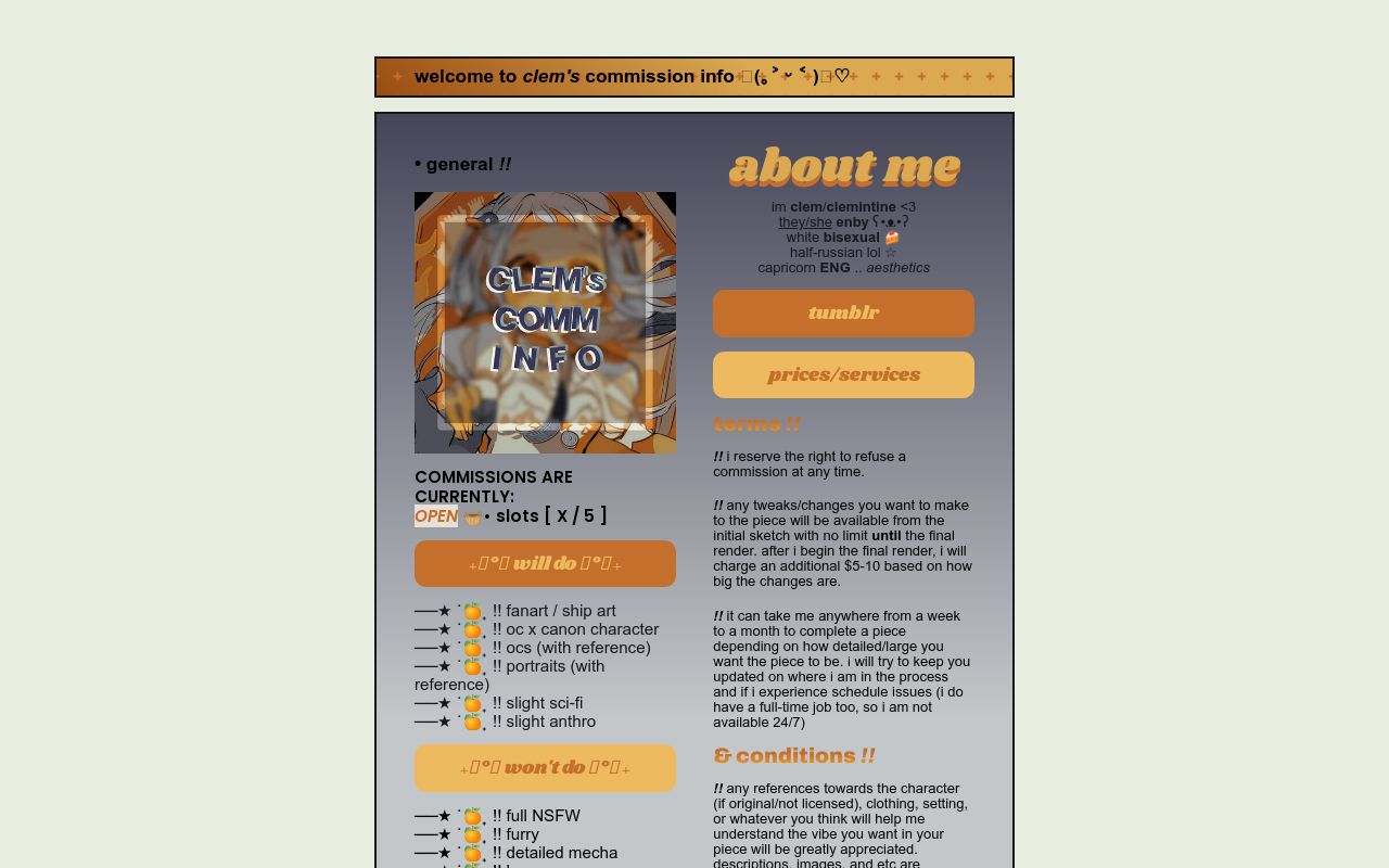 clem's commission page